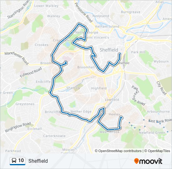 10 Route: Schedules, Stops & Maps - Sheffield Centre (Updated)