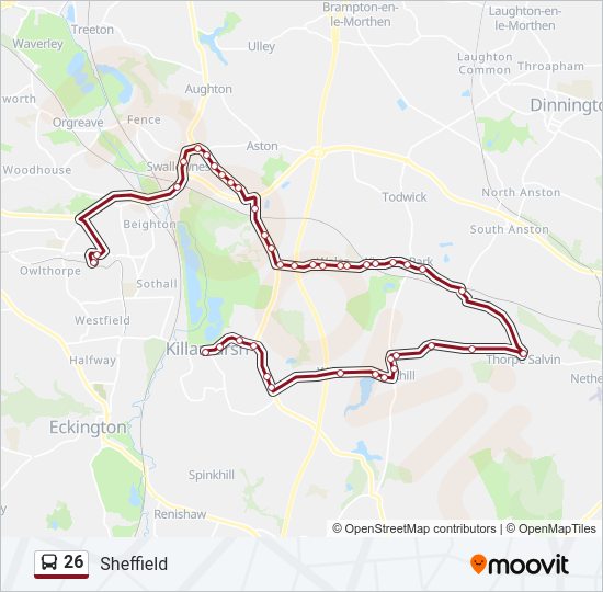 26 Route: Schedules, Stops & Maps - Killamarsh (Updated)