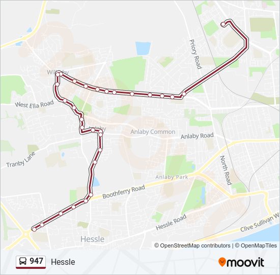 947 Route: Schedules, Stops & Maps - Hessle (Updated)