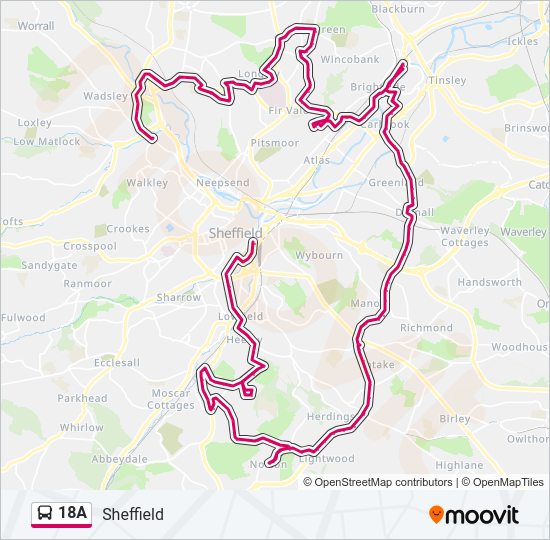 18a Route: Schedules, Stops & Maps - Sheffield Centre (Updated)