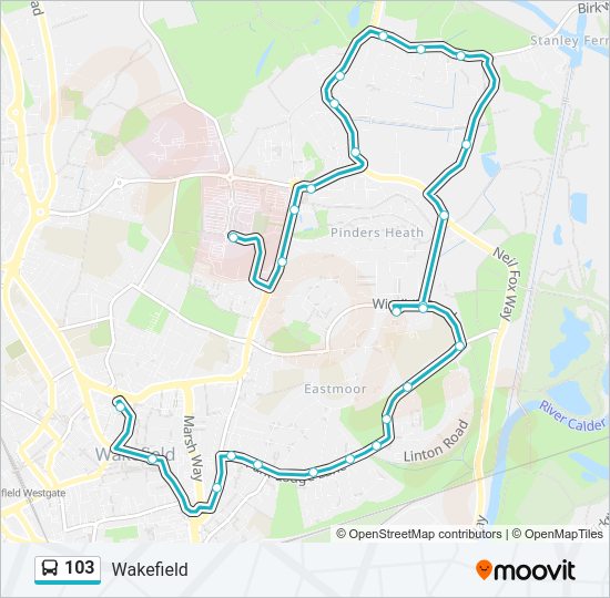 103 Route: Schedules, Stops & Maps - Pinderfields (Updated)