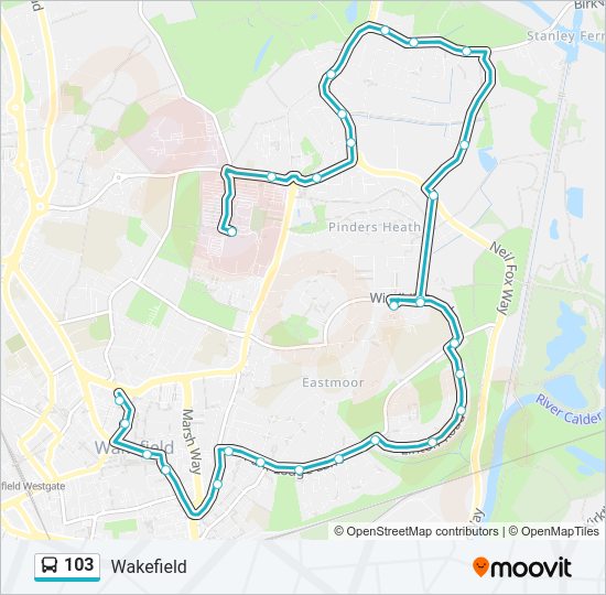 103 Route: Schedules, Stops & Maps - Wakefield City Centre (Updated)