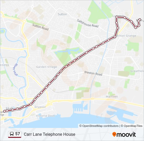 57 Route: Schedules, Stops & Maps - Carr Lane Telephone House (Updated)