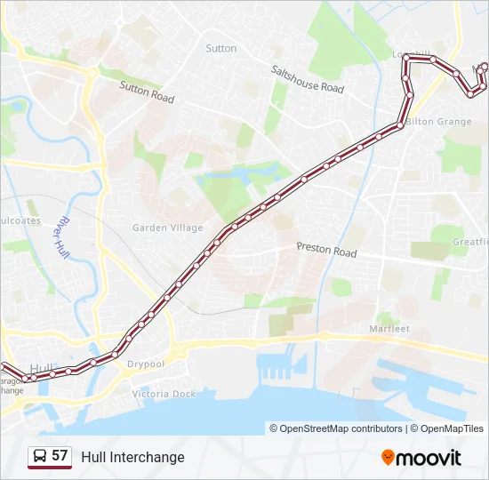 57 Route: Schedules, Stops & Maps - Hull Interchange (Updated)