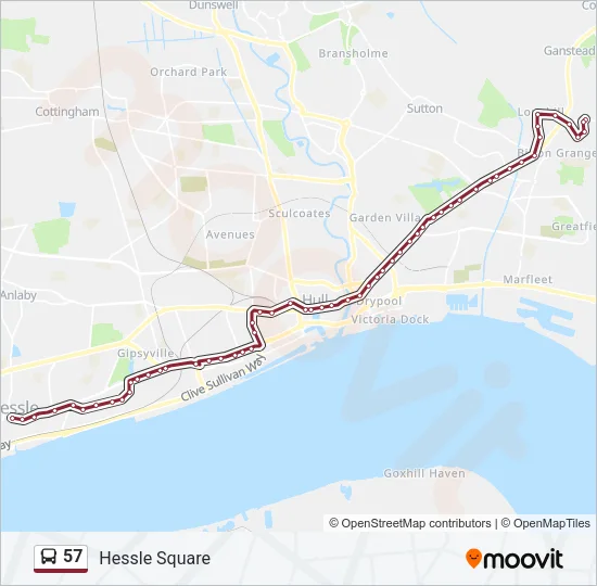 57 Route: Schedules, Stops & Maps - Hessle Square (Updated)