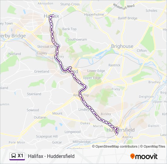 X1 Route: Schedules, Stops & Maps - Huddersfield Busstn (Updated)