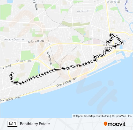 1 Route: Schedules, Stops & Maps - Boothferry Estate (Updated)