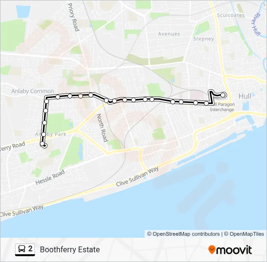 2 Route: Schedules, Stops & Maps - Boothferry Estate (Updated)