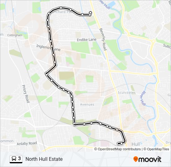 3 Route: Schedules, Stops & Maps - North Hull Estate (Updated)