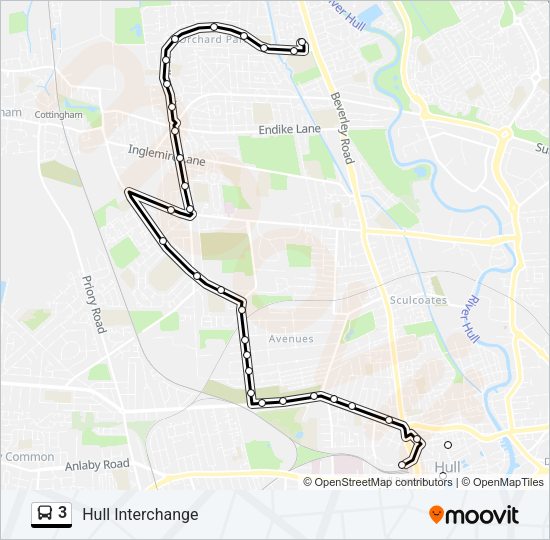 3 Route: Schedules, Stops & Maps - Hull Interchange (Updated)