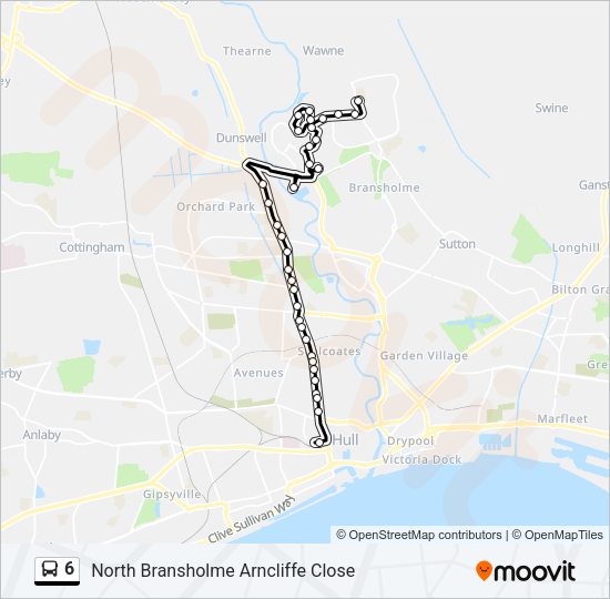 6 Route: Schedules, Stops & Maps - North Bransholme Arncliffe Close ...