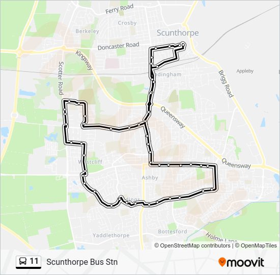 11 Route: Schedules, Stops & Maps - Scunthorpe Bus Stn (Updated)