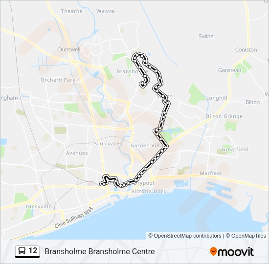 12 Route: Schedules, Stops & Maps - Bransholme Bransholme Centre (Updated)