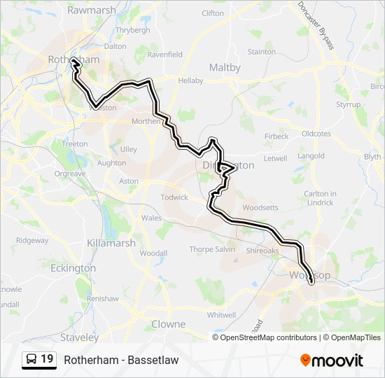 19 Route: Schedules, Stops & Maps - Worksop Bus Station Bay G (Updated)