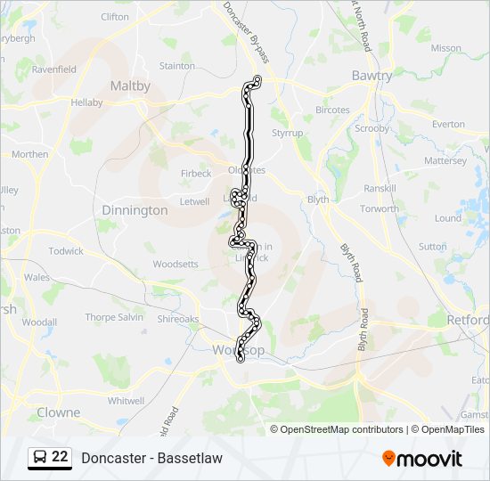 22 Route: Schedules, Stops & Maps - Tickhill (Updated)