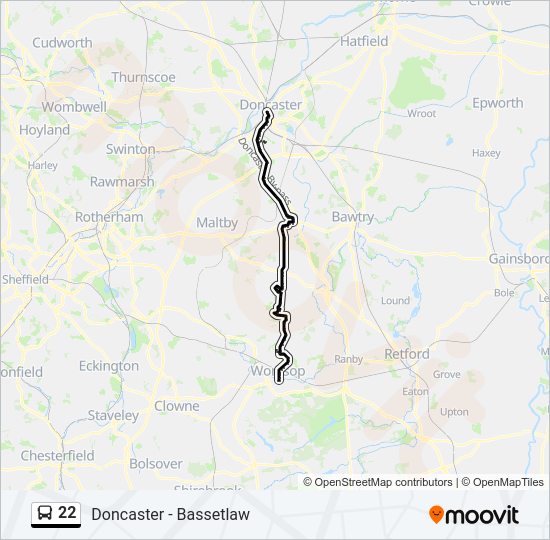 22 Route: Schedules, Stops & Maps - Worksop (Updated)