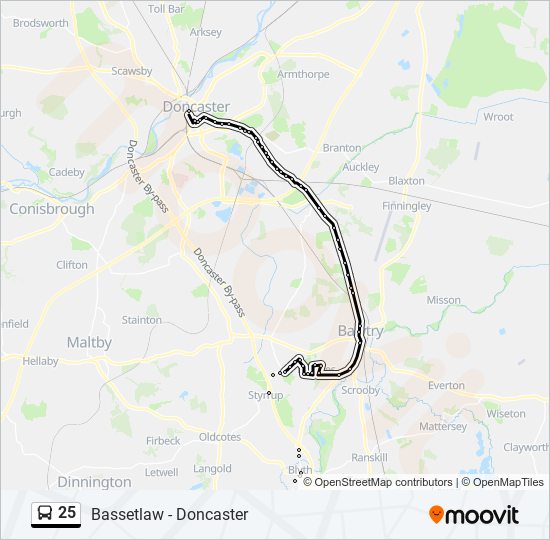 25 Route: Schedules, Stops & Maps - Doncaster Town Centre (Updated)