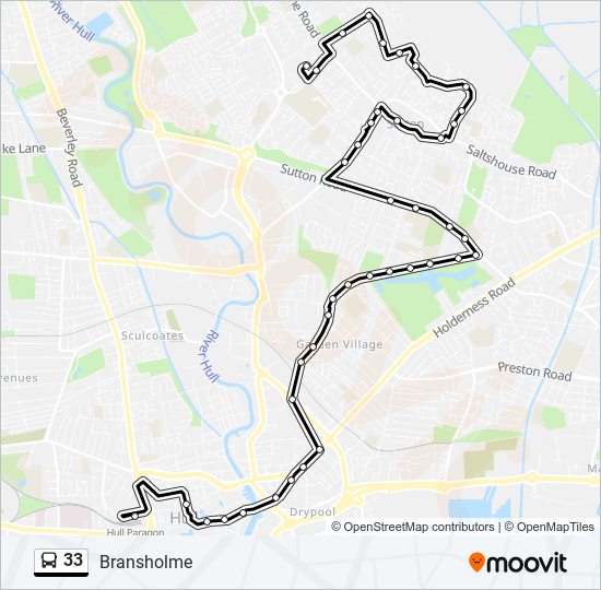 33 Route: Schedules, Stops & Maps - Bransholme (Updated)