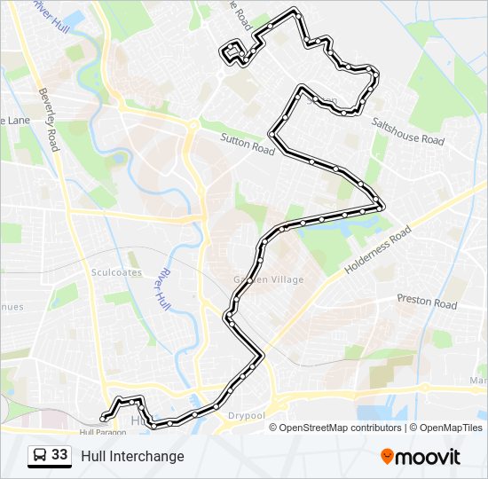 33 Route: Schedules, Stops & Maps - Hull Interchange (Updated)