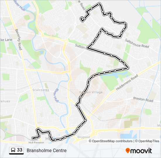 33 Route: Schedules, Stops & Maps - Bransholme Centre (Updated)