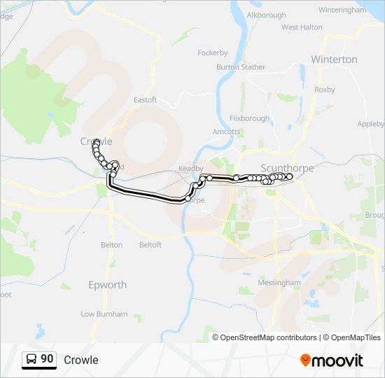 90 Route: Schedules, Stops & Maps - Crowle (Updated)