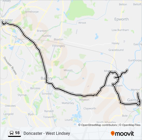 98 Route: Schedules, Stops & Maps - Doncaster Town Centre (Updated)