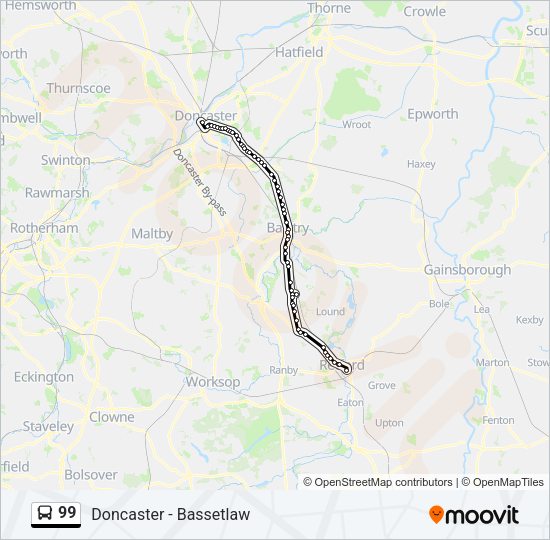 99 Route: Schedules, Stops & Maps - Retford Bus Sta (Updated)