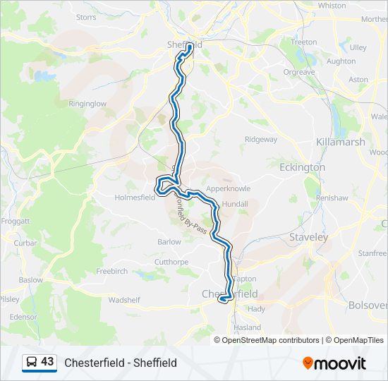 43 Route: Schedules, Stops & Maps - Chesterfield (Updated)