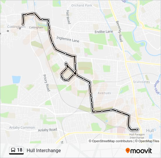 18 Route: Schedules, Stops & Maps - Hull Interchange (Updated)