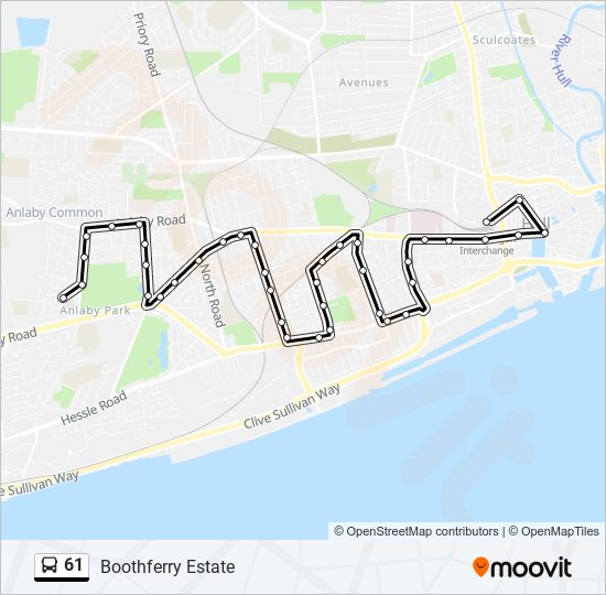 61 Route: Schedules, Stops & Maps - Boothferry Estate (Updated)