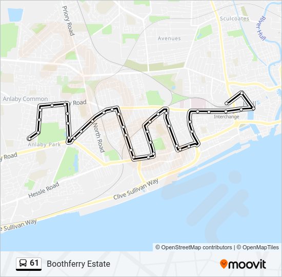 61 Route: Schedules, Stops & Maps - Boothferry Estate (Updated)