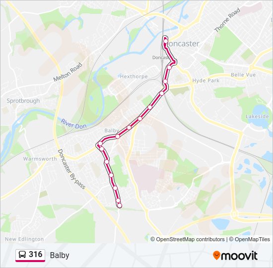 316 Route: Schedules, Stops & Maps - Balby (Updated)