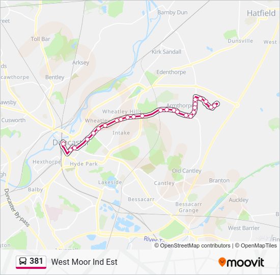 381 Route: Schedules, Stops & Maps - West Moor Ind Est (Updated)