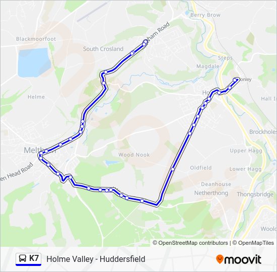 k7 Route: Schedules, Stops & Maps - Honley High Sch (Updated)