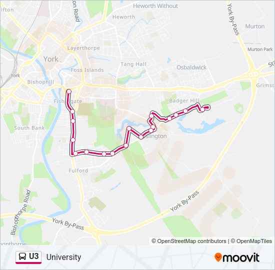 u3 Route: Schedules, Stops & Maps - University (Updated)