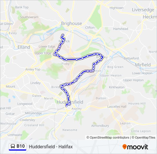 B10 Route: Schedules, Stops & Maps - Huddersfield Town Centre (Updated)