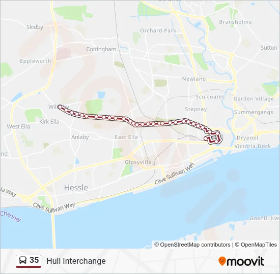35 Route: Schedules, Stops & Maps - Hull Interchange (Updated)