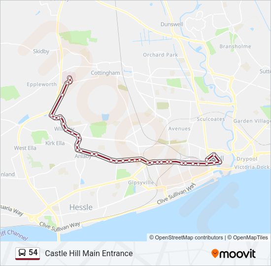 54 Route: Schedules, Stops & Maps - Castle Hill Main Entrance (Updated)