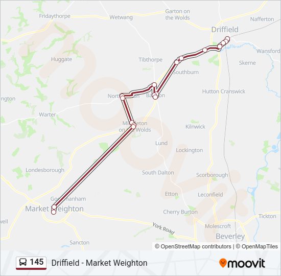 145 Route: Schedules, Stops & Maps - Market Weighton (Griffin) (Updated)