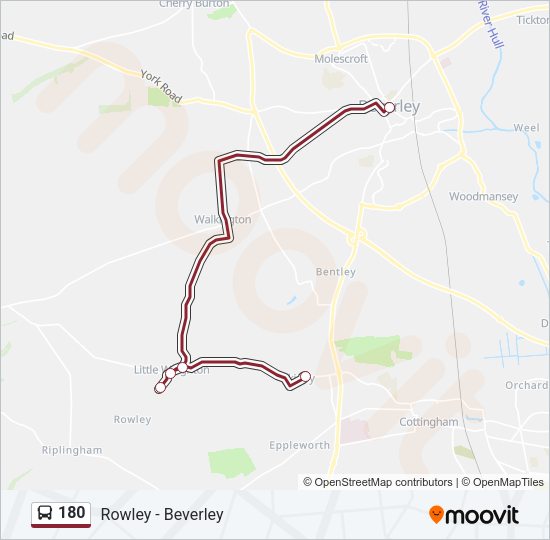 180 Route: Schedules, Stops & Maps - Skidby Main Street (Updated)