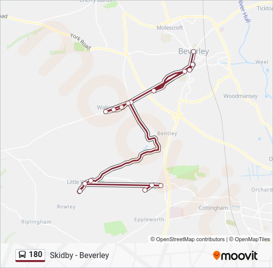 180 Route: Schedules, Stops & Maps - Skidby Main Street (Updated)