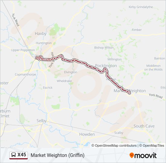 X45 Route: Schedules, Stops & Maps - Market Weighton (Griffin) (Updated)