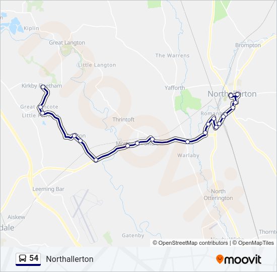 54 Route: Schedules, Stops & Maps - Northallerton (Updated)