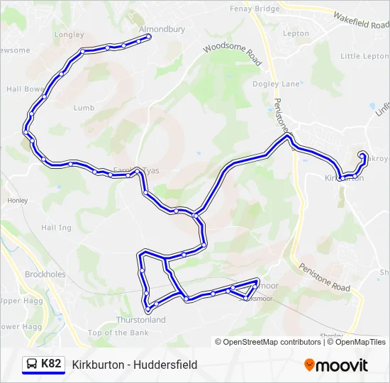 K82 Route: Schedules, Stops & Maps - Almondbury (Updated)