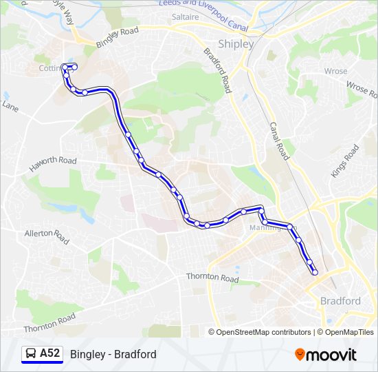 A52 Route: Schedules, Stops & Maps - Bradford City Centre (Updated)