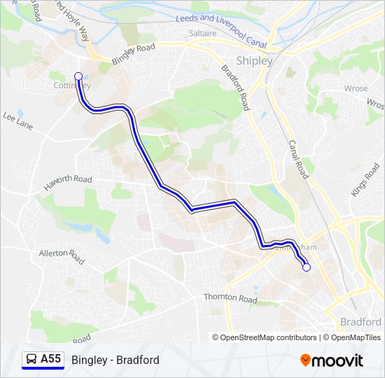 a55 Route: Schedules, Stops & Maps - Cottingley (Updated)
