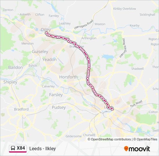 X84 Route: Schedules, Stops & Maps - Otley Bus Station (Updated)