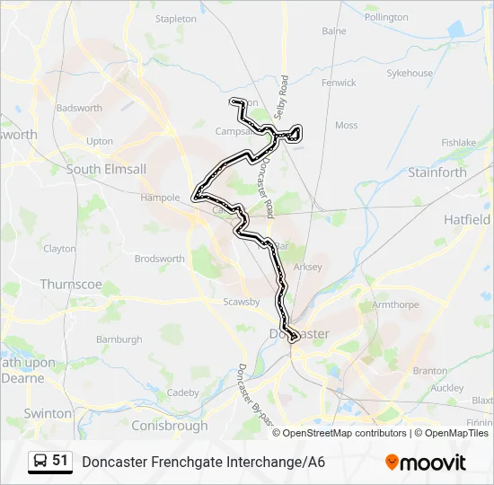 51 Route: Schedules, Stops & Maps - Doncaster Frenchgate Interchange/A6 ...