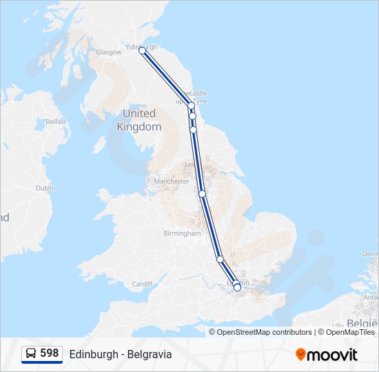 598 Route: Schedules, Stops & Maps - Edinburgh - Victoria, London (Updated)