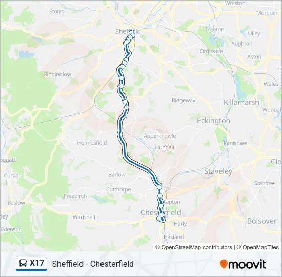 X17 Route: Schedules, Stops & Maps - Chesterfield Coach Station (Updated)
